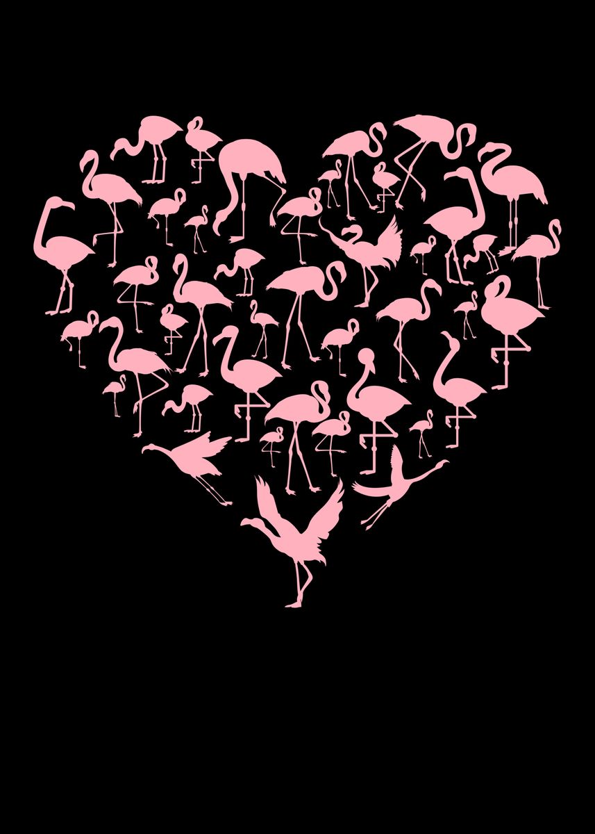 'Pink Flamingo Heart' Poster by NAO | Displate