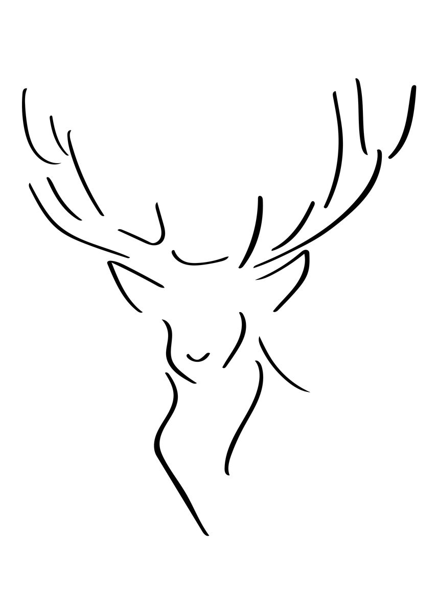 'Deer Line Art Minimal' Poster, picture, metal print, paint by Chris ...