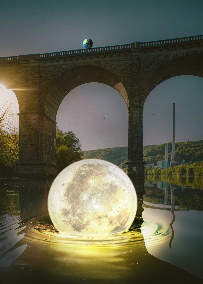 'Moon' Poster, picture, metal print, paint by Jordan Singh | Displate