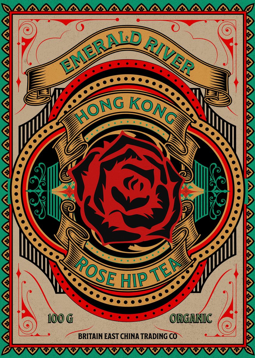 'Emerald River Rose Tea' Poster, picture, metal print, paint by ...