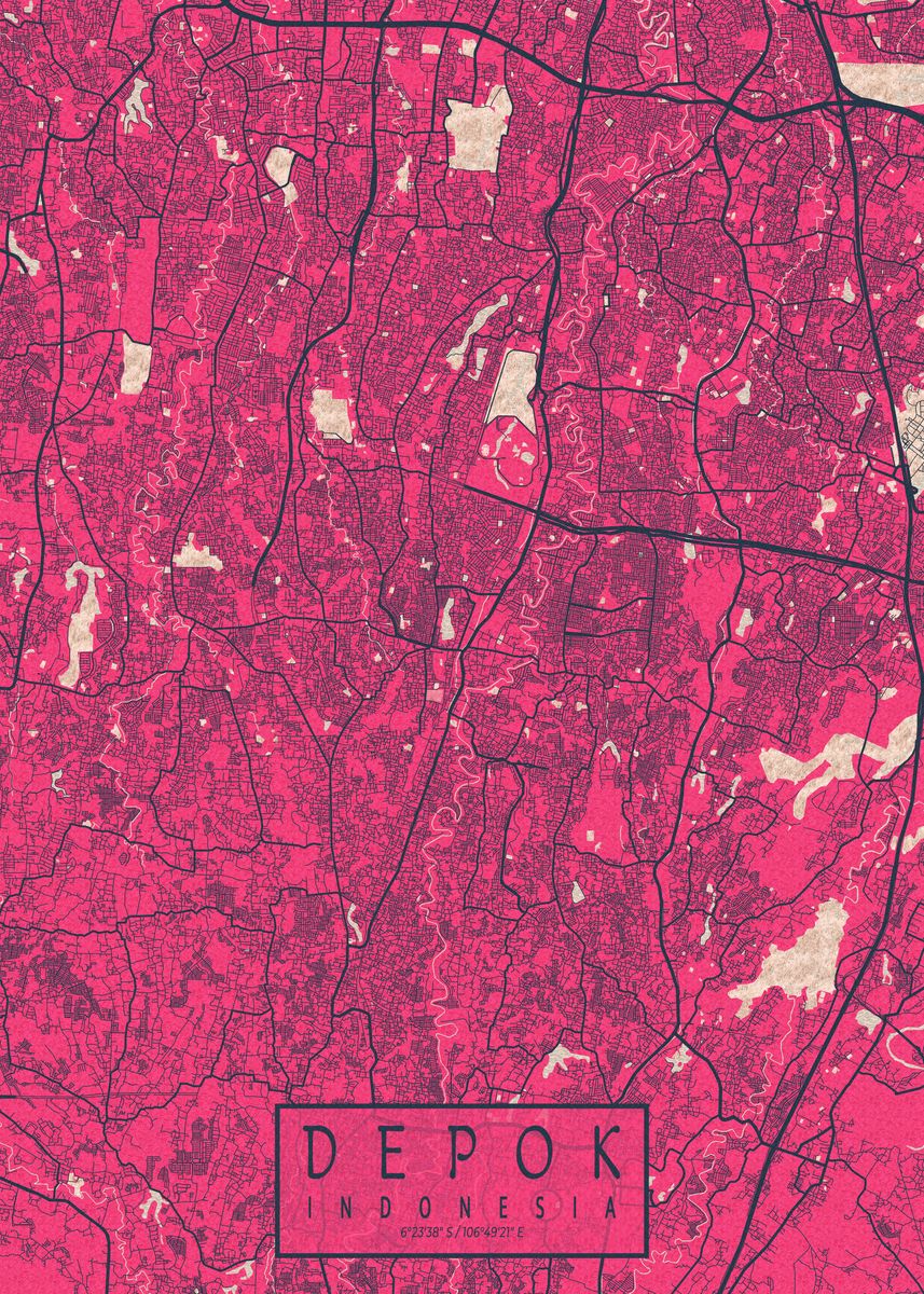 'Depok City Map Blossom' Poster, picture, metal print, paint by deMAP ...