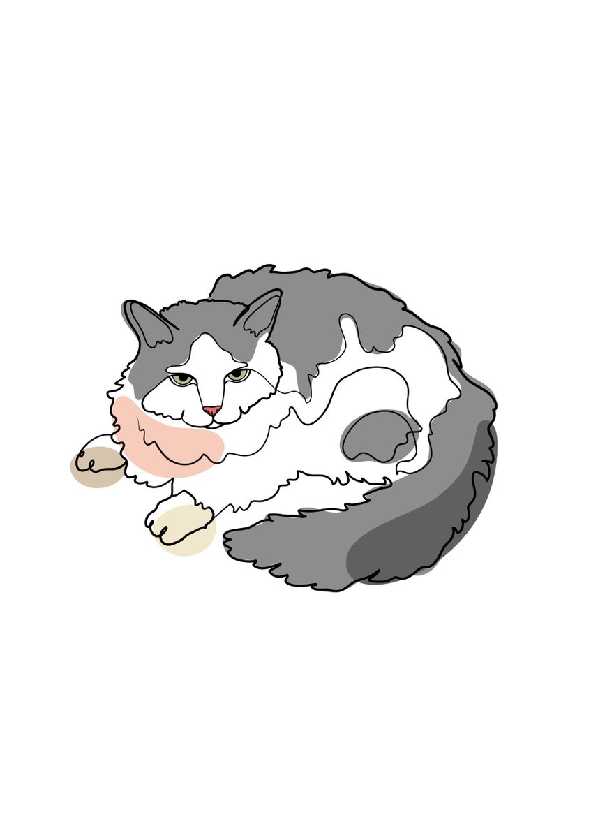 'Cute Cat One Line Art' Poster by Jay minimalist art | Displate