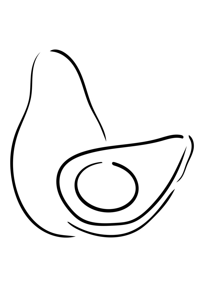 'Avocado Line Art Minimal' Poster, picture, metal print, paint by Chris ...