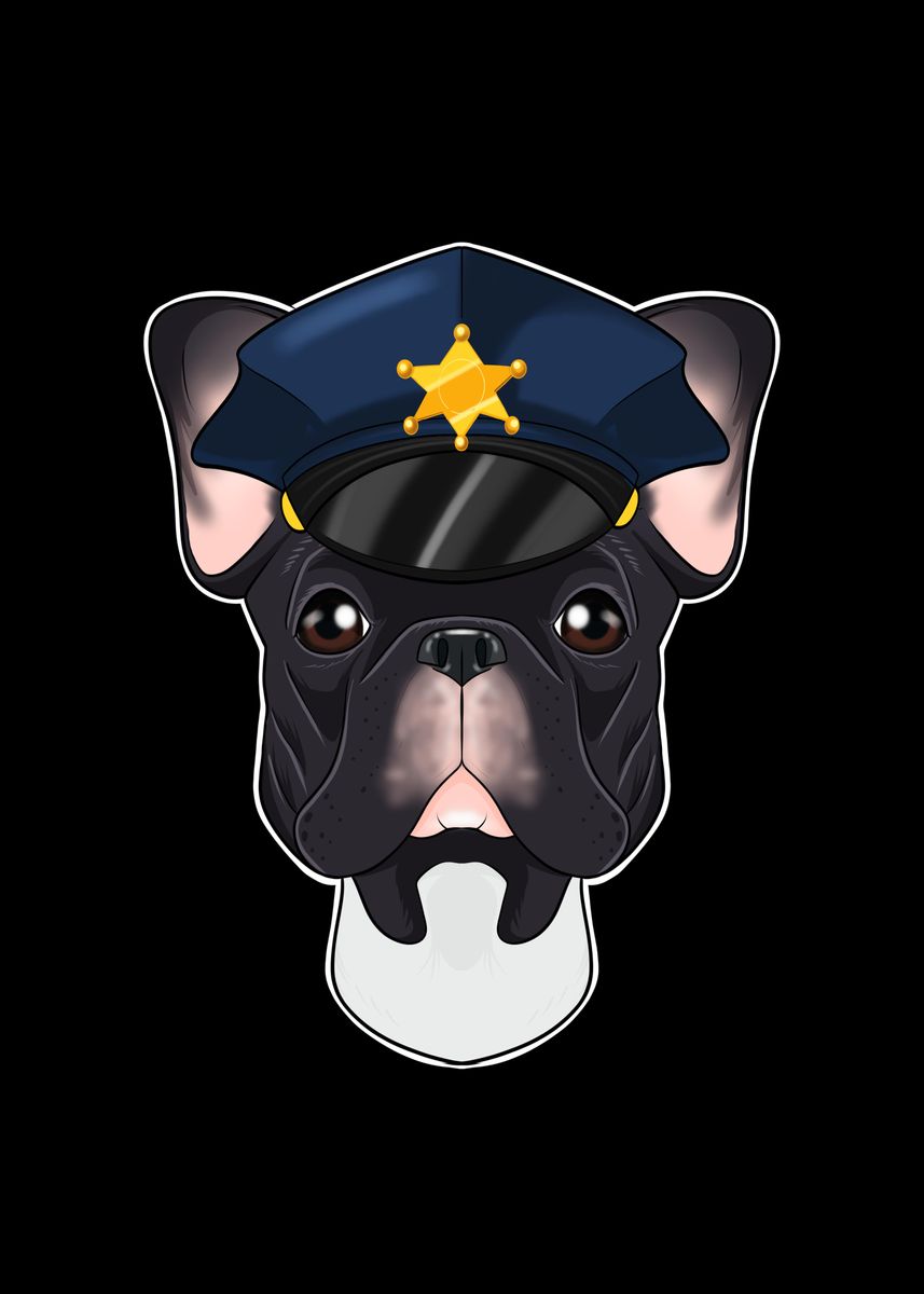 'Police French Bulldog' Poster, picture, metal print, paint by ...