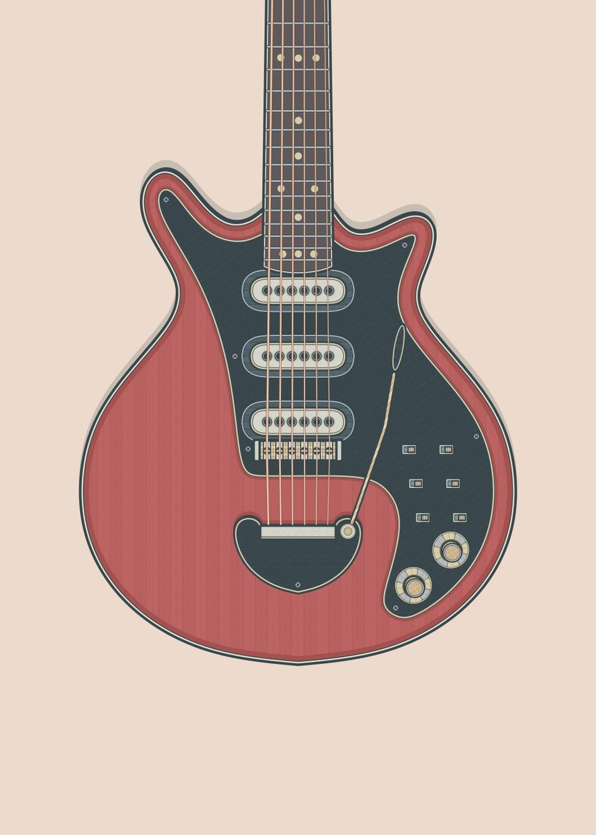 'Red Special Guitar' Poster by Milhad Art | Displate