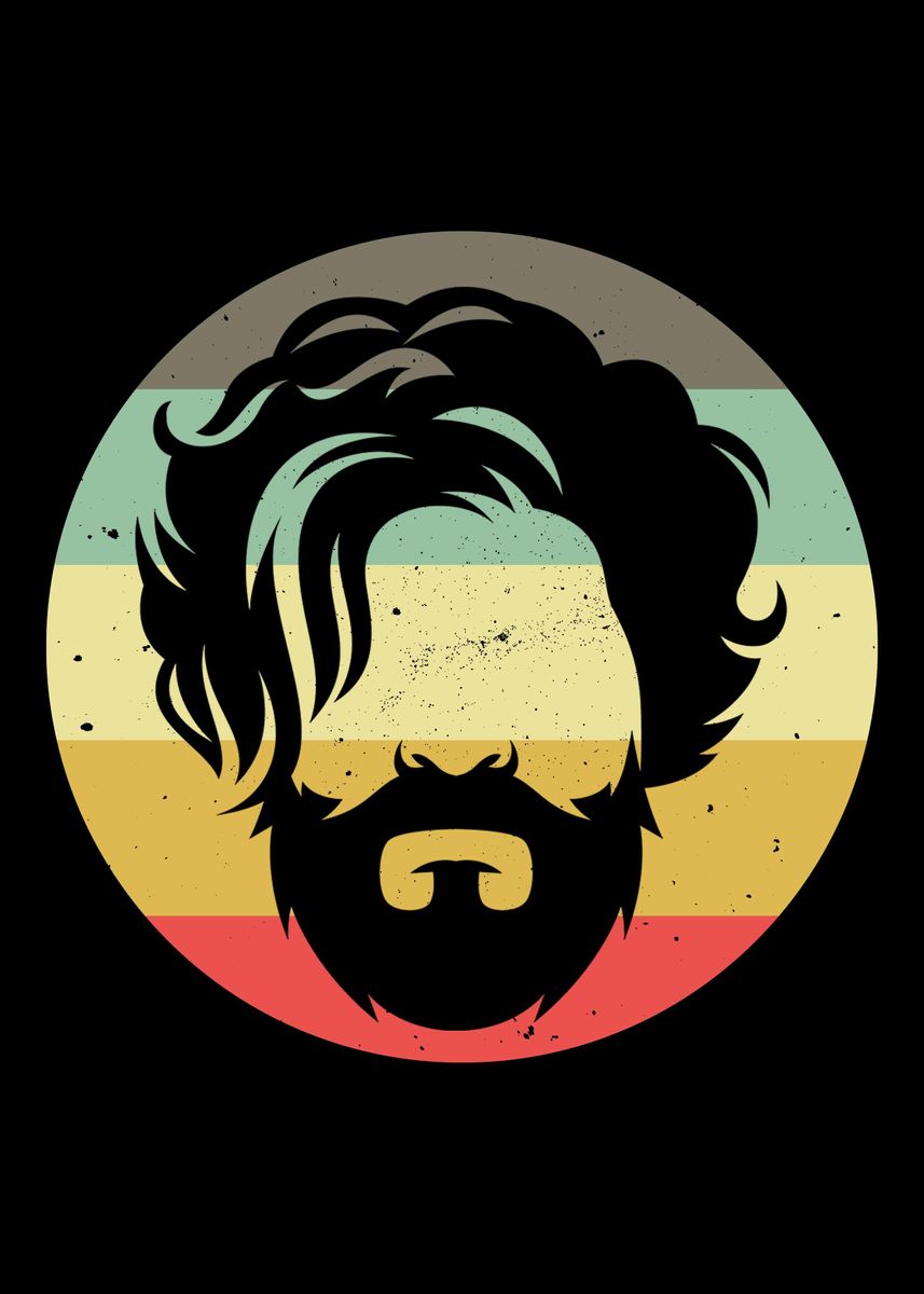 'Retro Full Beard' Poster, picture, metal print, paint by BobbyBubble ...