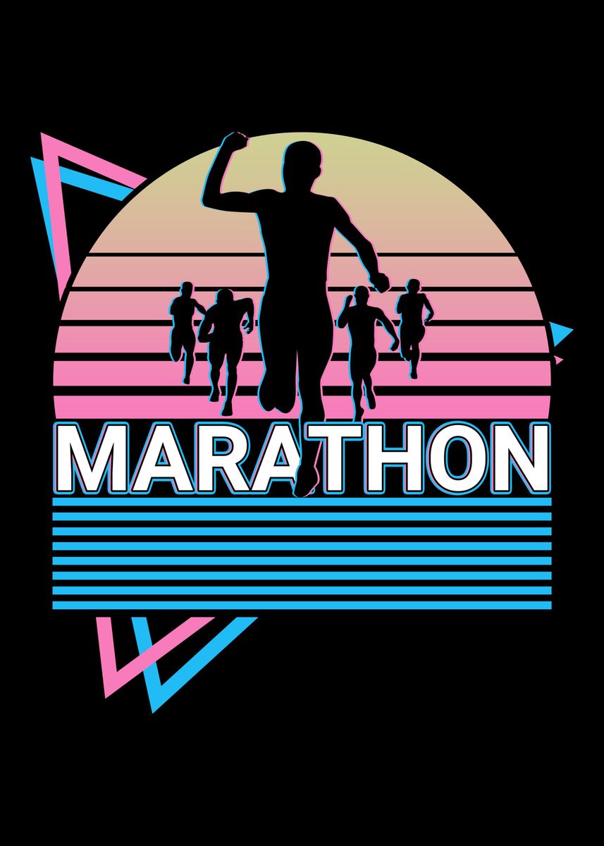 'Marathon Runner Running' Poster, picture, metal print, paint by ...