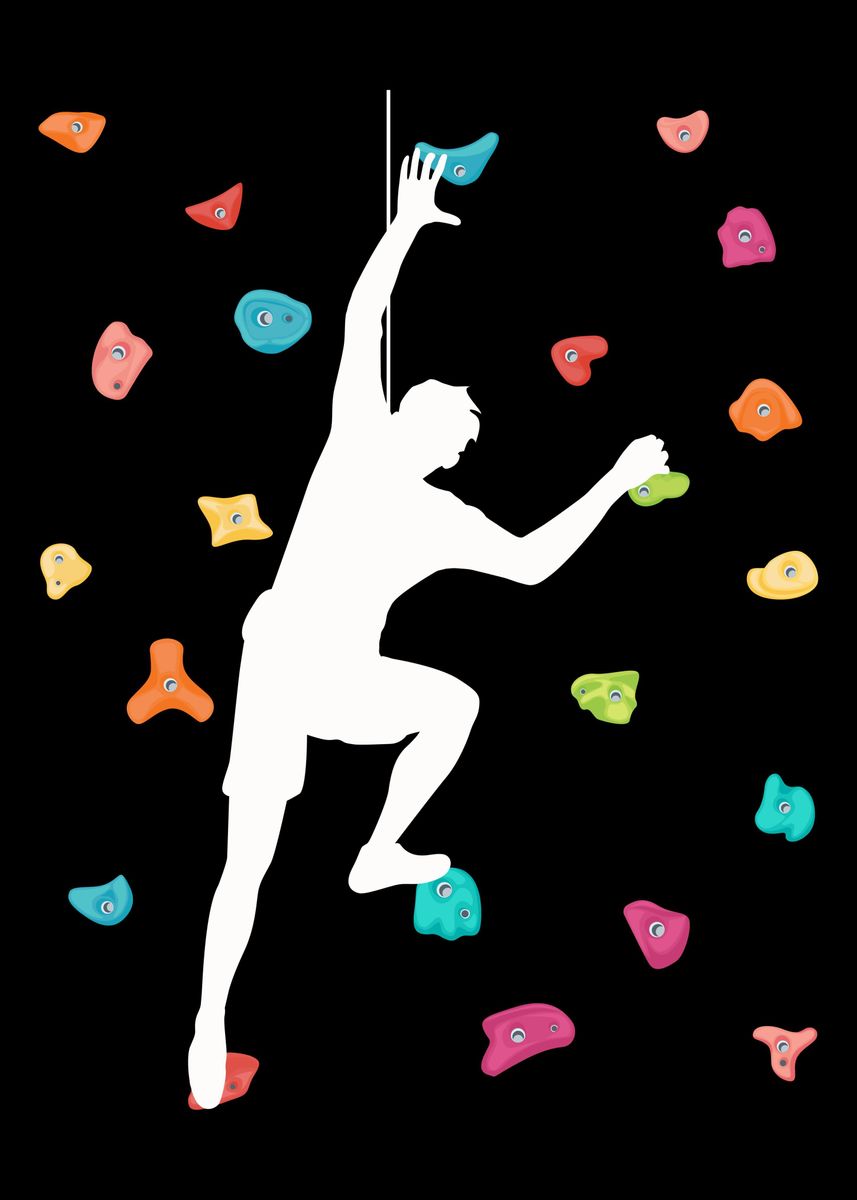 'Free Climbing Bouldering' Poster, picture, metal print, paint by ...