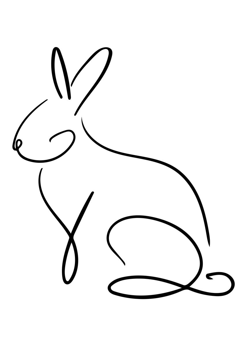 'Rabbit Line Art Minimal' Poster, picture, metal print, paint by Chris ...