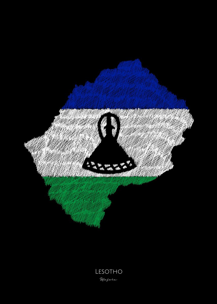 'Lesotho Line Art' Poster, picture, metal print, paint by erwin saputra ...