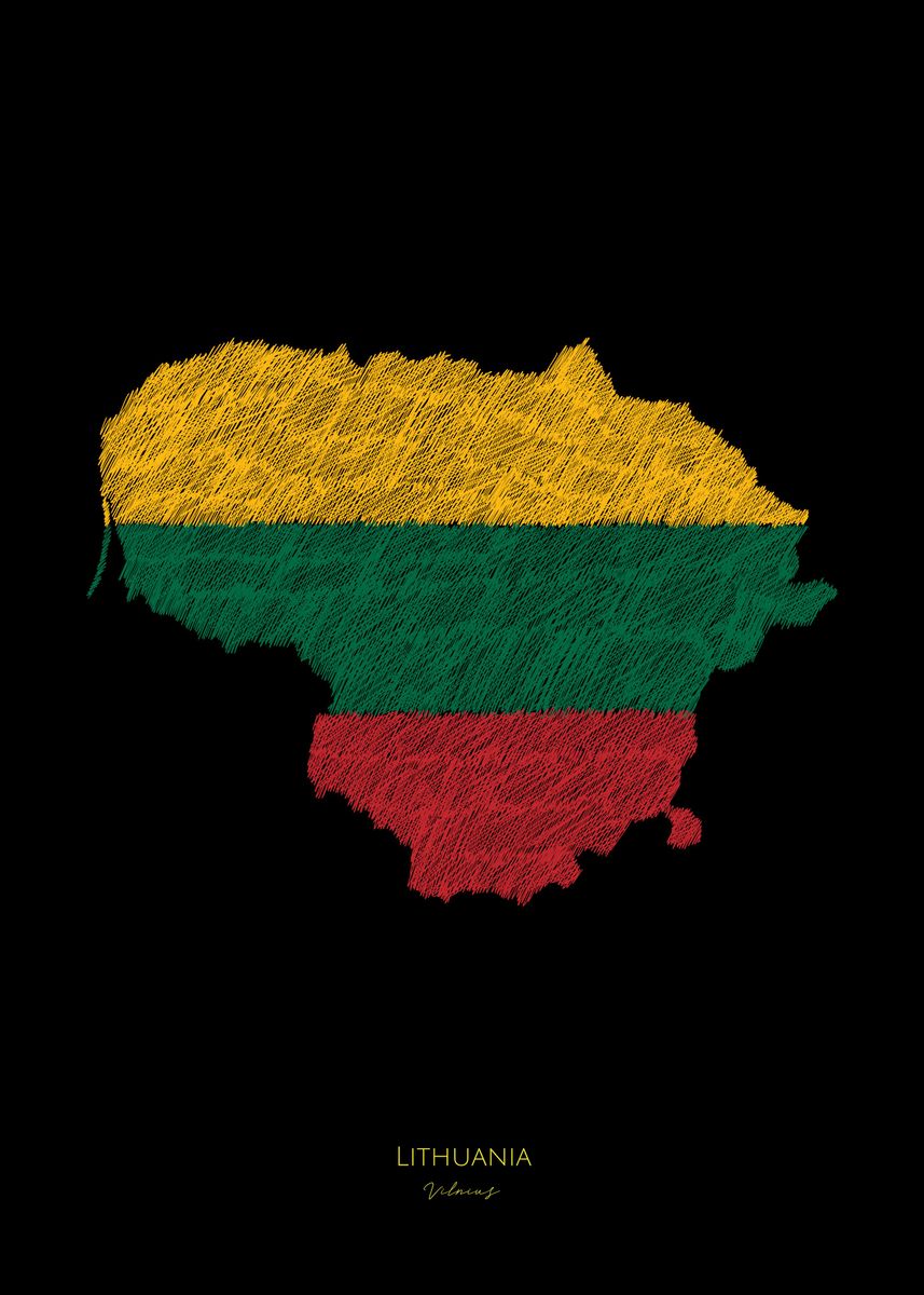 'Lithuania Line Art' Poster, picture, metal print, paint by erwin ...