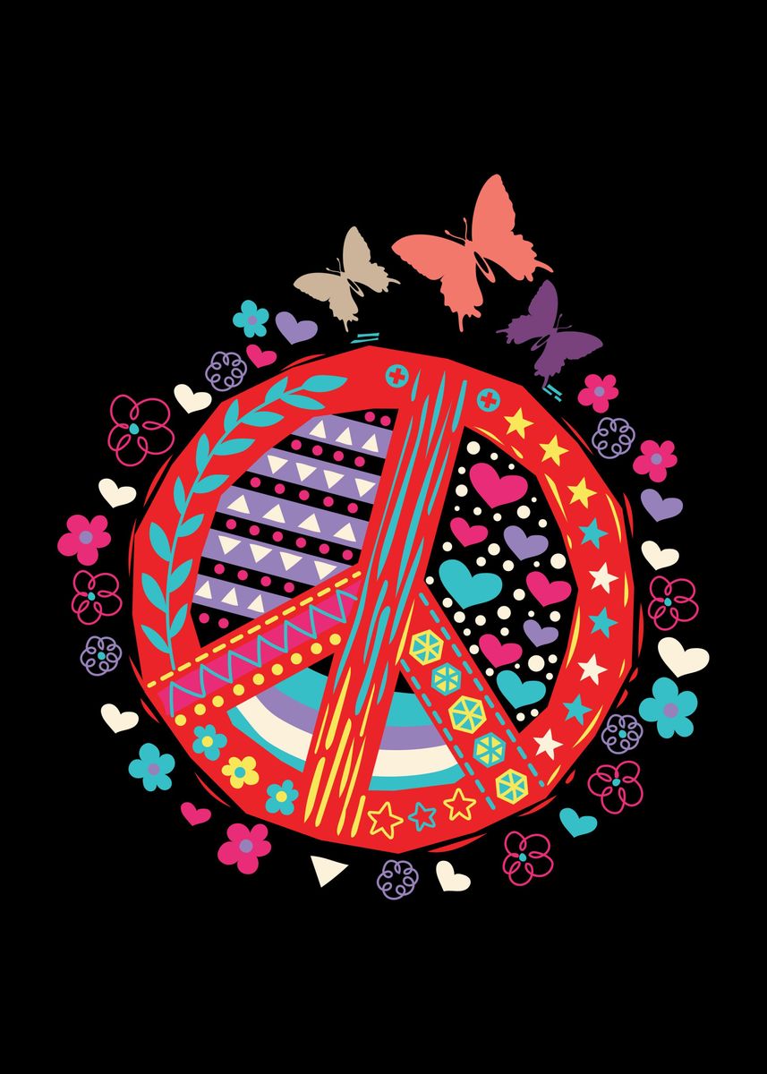 'Peace Sign Butterfly' Poster, picture, metal print, paint by ...