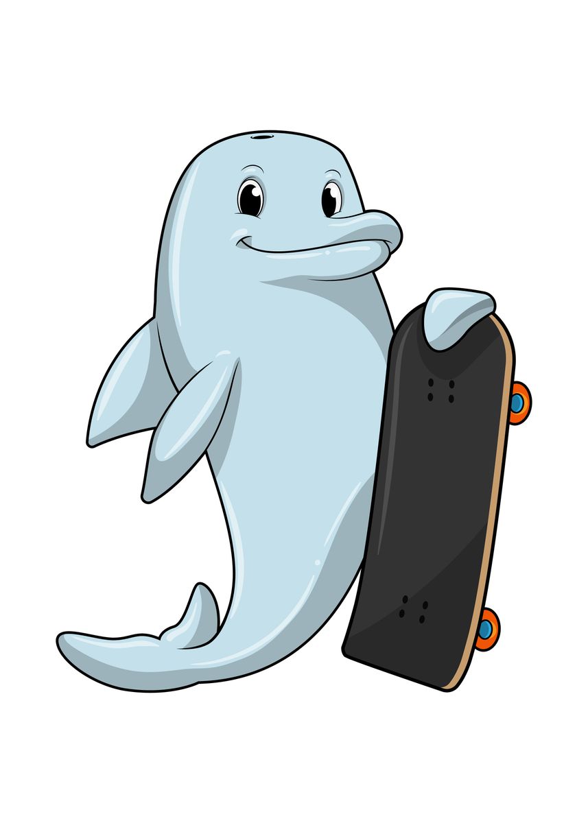 'Dolphin Skater Skateboard' Poster by Markus Schnabel | Displate