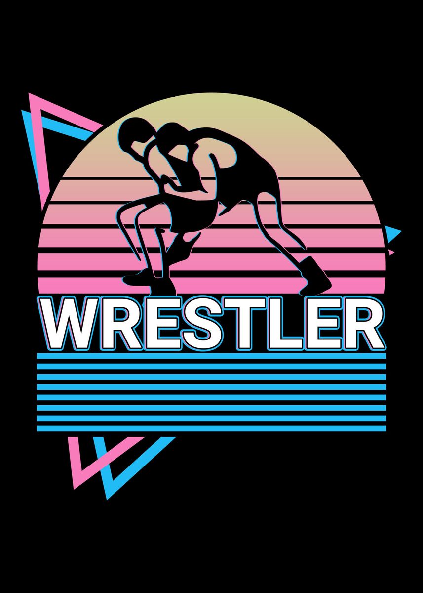 'Wrestler Wrestling Retro' Poster, picture, metal print, paint by ...