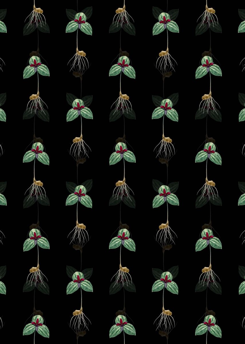 'Floral Tri Flower Pattern' Poster, picture, metal print, paint by Holy ...