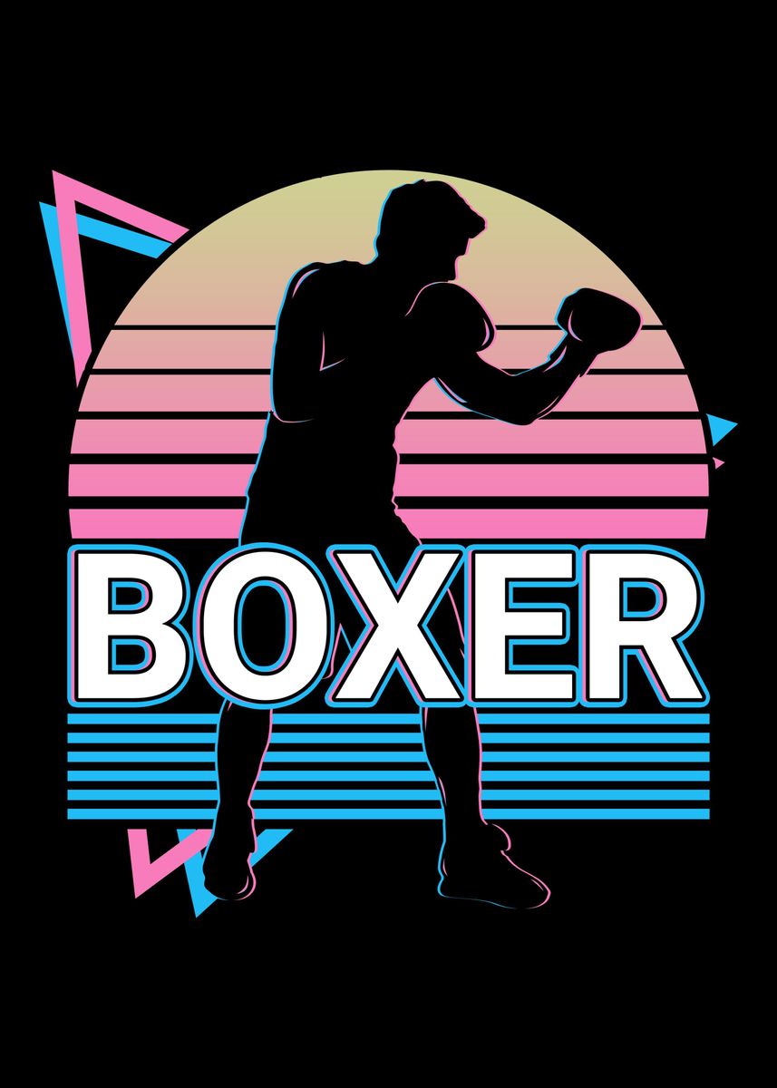'Boxer Boxing Retro' Poster, picture, metal print, paint by ...