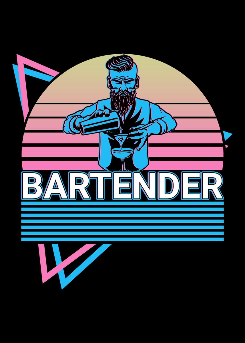 'Bartender Bartending' Poster, picture, metal print, paint by ...