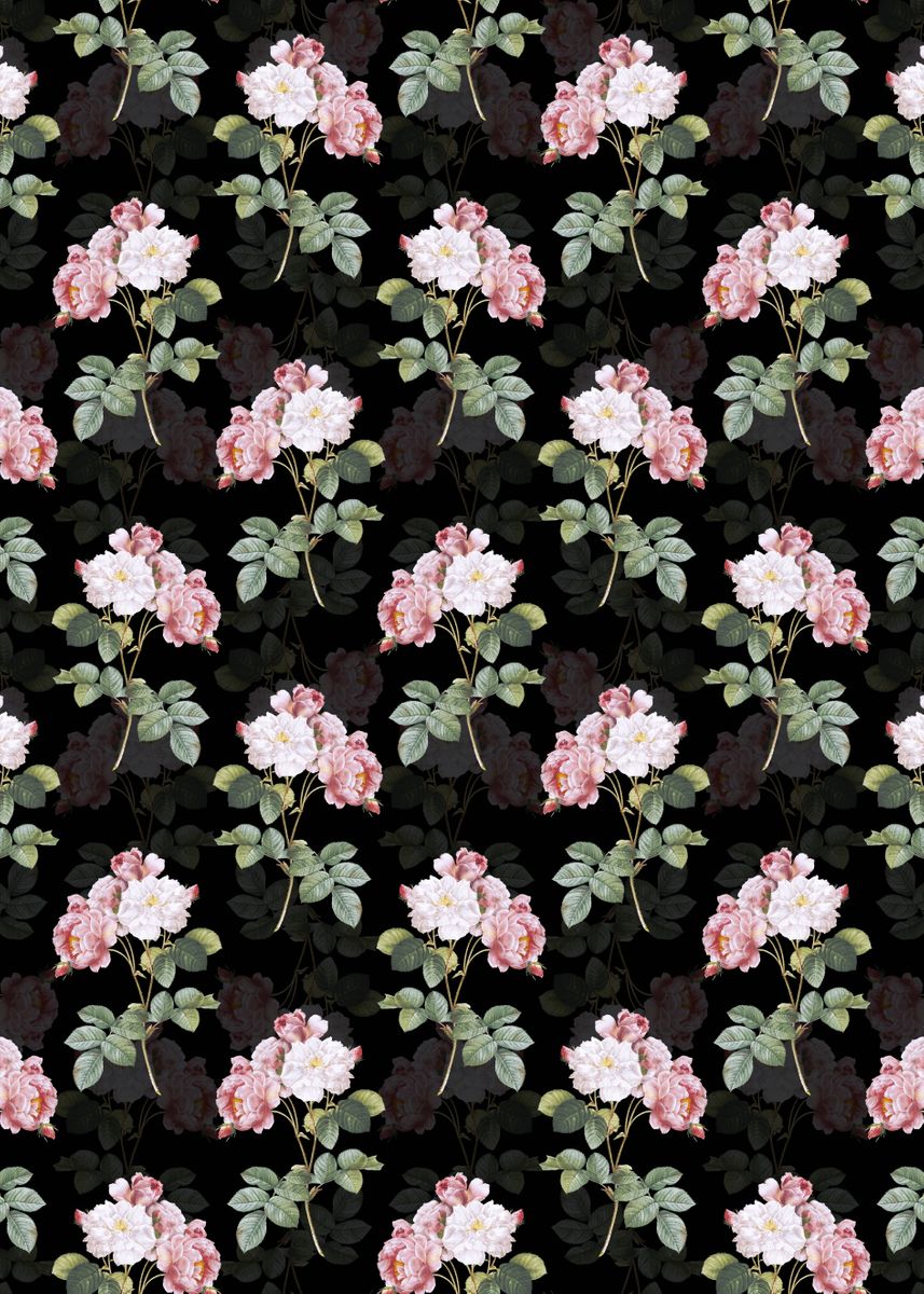 'Pink Damask Rose Pattern' Poster, picture, metal print, paint by Holy ...