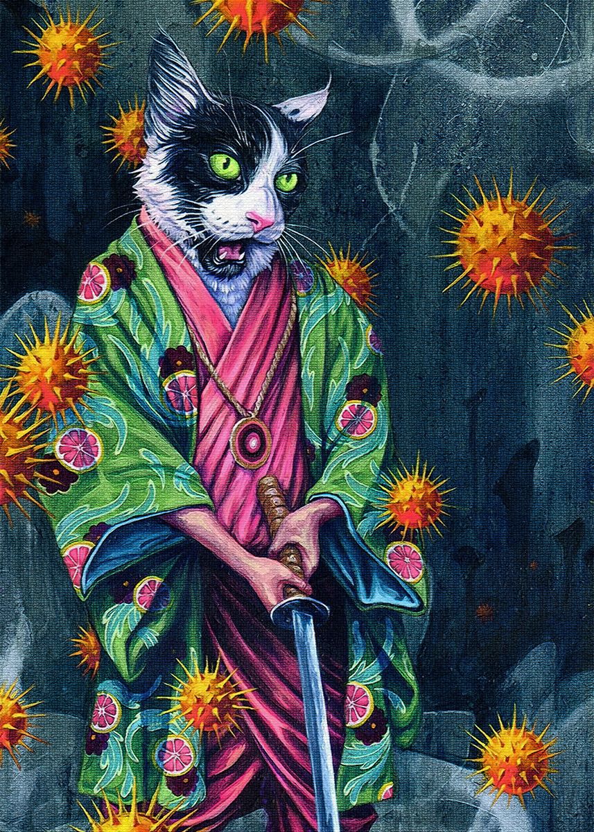 'Samurai cat' Poster by Nemo Art | Displate