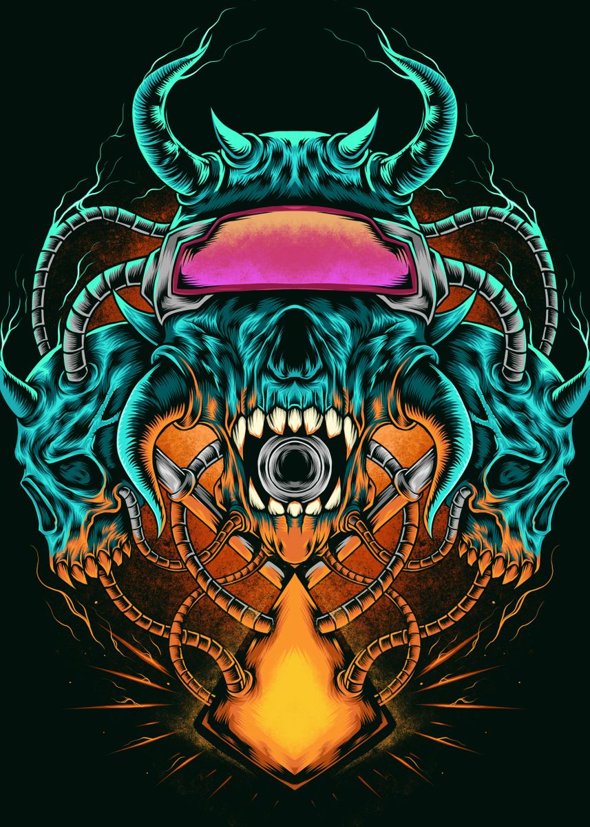 'Future Skull' Poster, picture, metal print, paint by buluk kumis ...