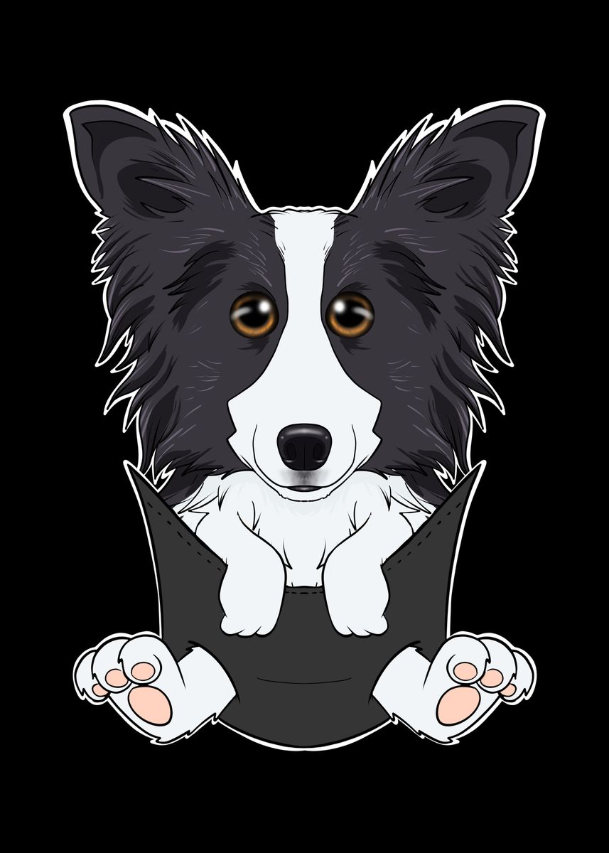 'Border Collie Puppy Pocket' Poster, picture, metal print, paint by ...