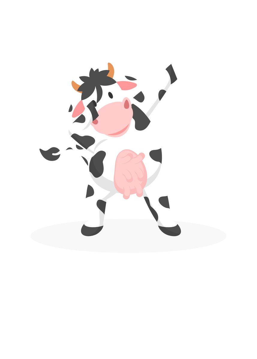 'Dabbing dance white cow' Poster, picture, metal print, paint by BeMi ...