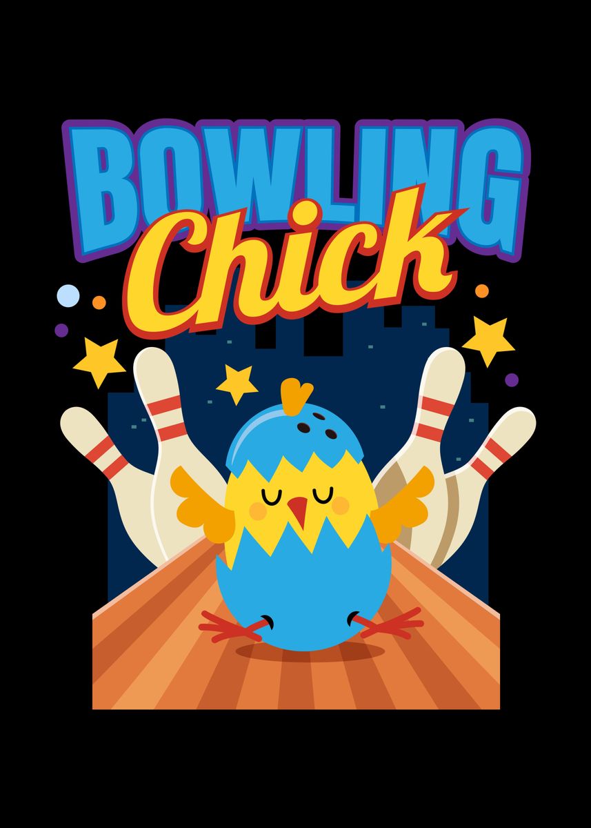 'Bowling Chick' Poster, picture, metal print, paint by Mooon | Displate