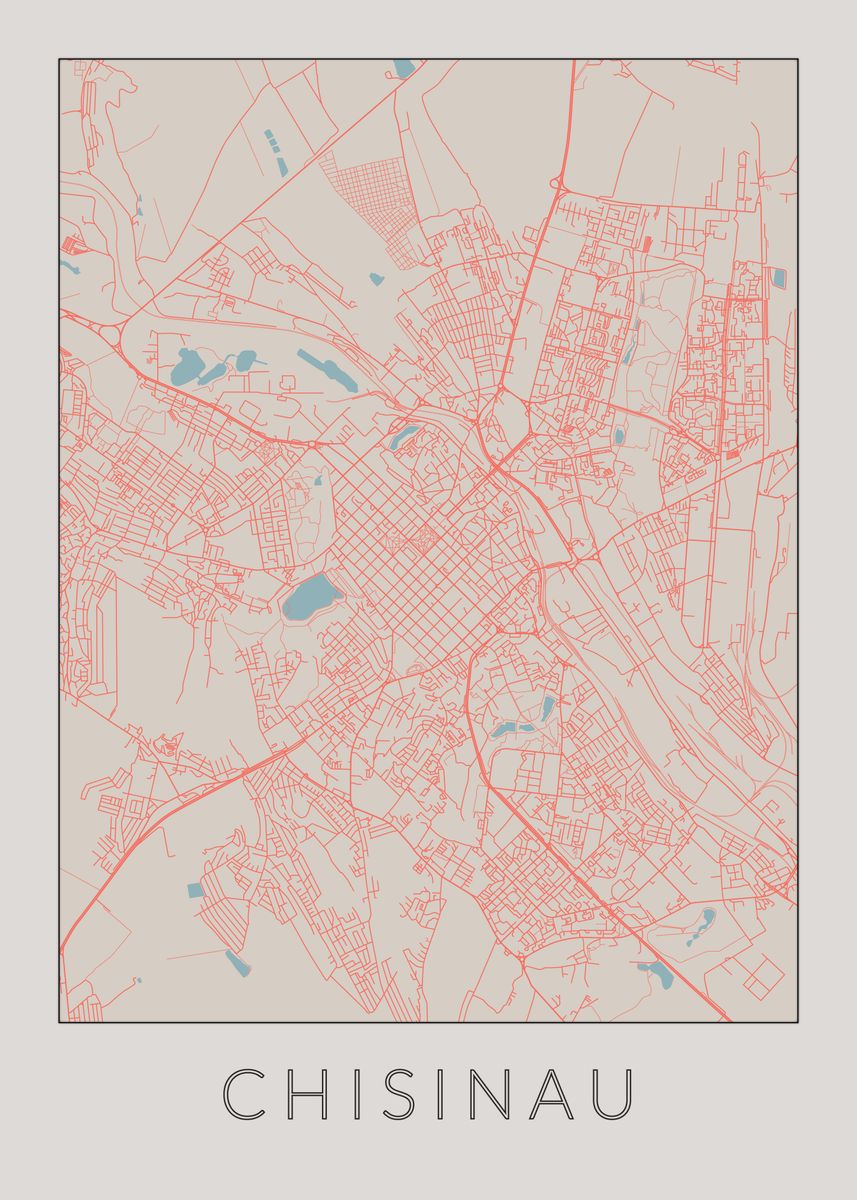 'Chisinau Vintage Map' Poster by dkDesign | Displate