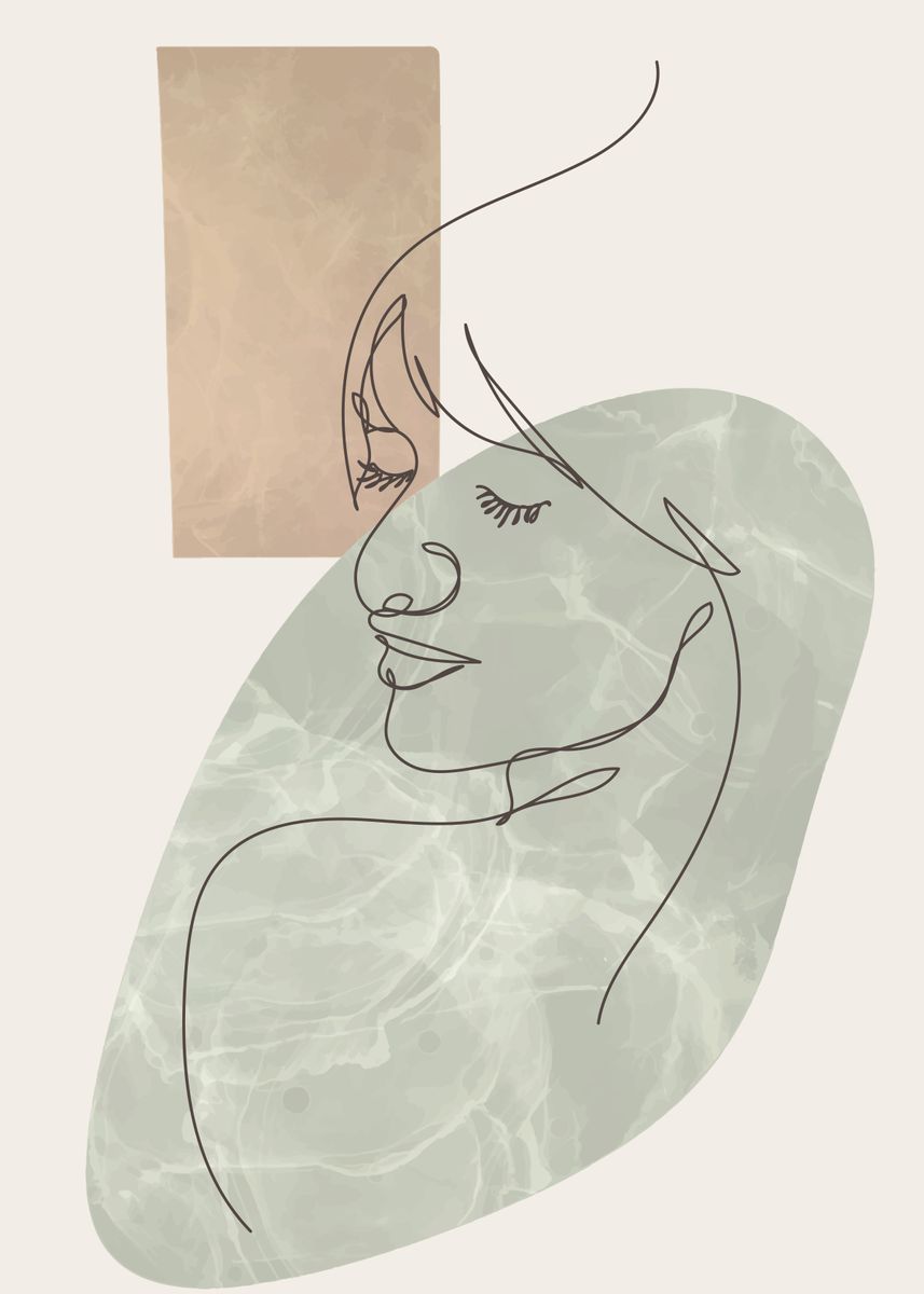 'Beautiful woman face lines' Poster, picture, metal print, paint by ...