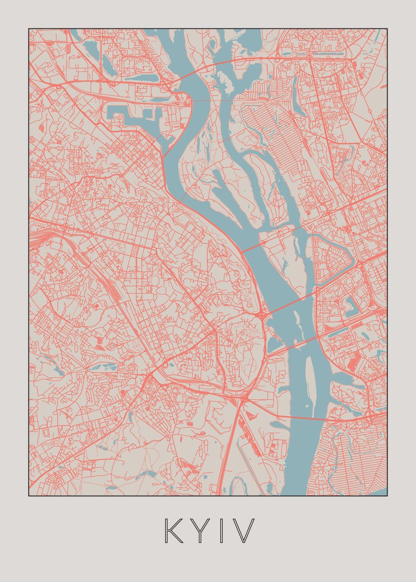 'Kyiv Kiev Vintage Map' Poster by dkDesign | Displate