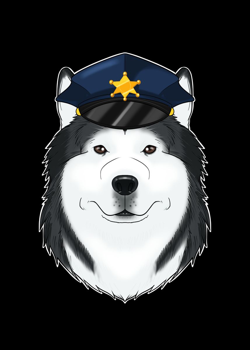 'Police Husky Canine' Poster, picture, metal print, paint by ...