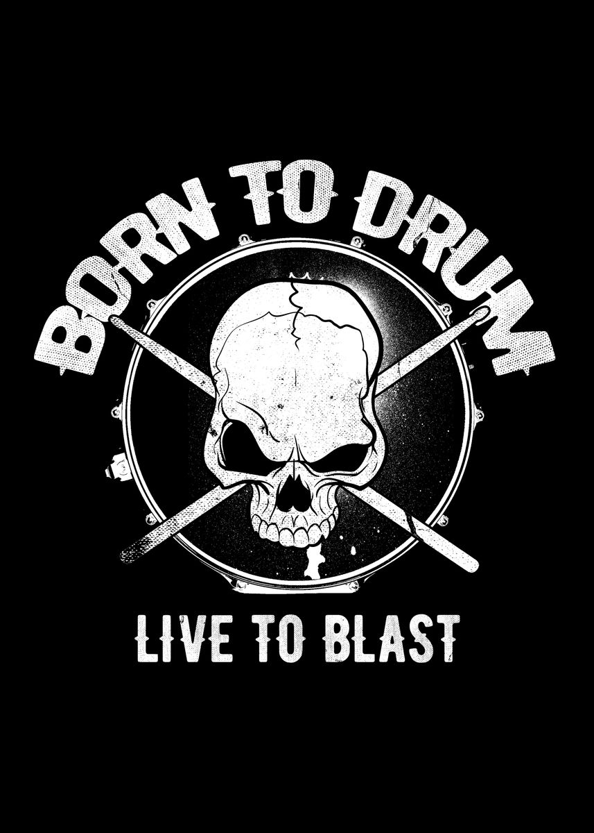 'Drummer Skull ' Poster, picture, metal print, paint by John Marinakis ...