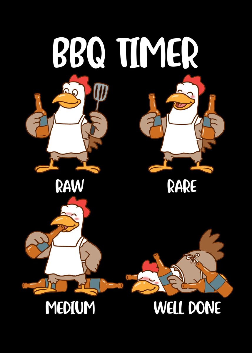 'BBQ Timer' Poster, picture, metal print, paint by CatRobot | Displate