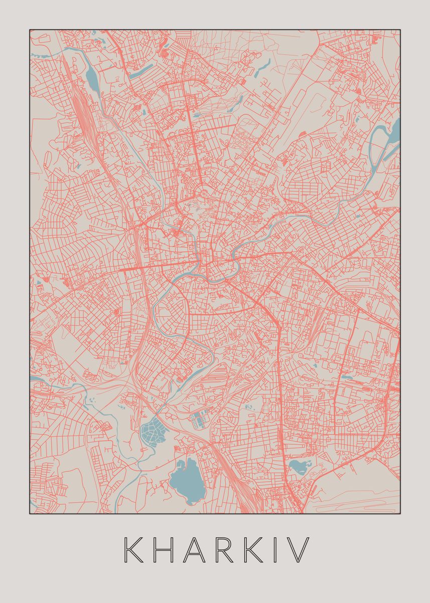 'Kharkiv Vintage Map' Poster, picture, metal print, paint by dkDesign ...