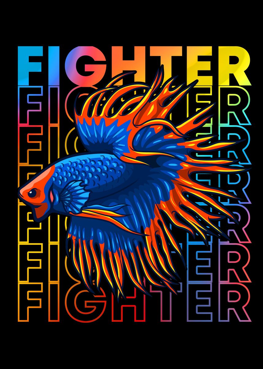 'Betta Fish 80s Fish Owner' Poster, picture, metal print, paint by Jon ...