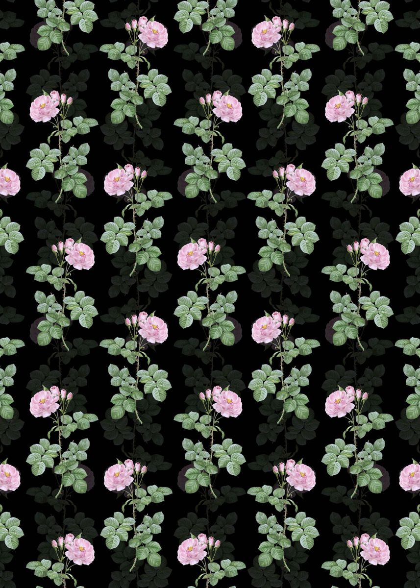 'Floral Damask Rose Pattern' Poster, picture, metal print, paint by ...