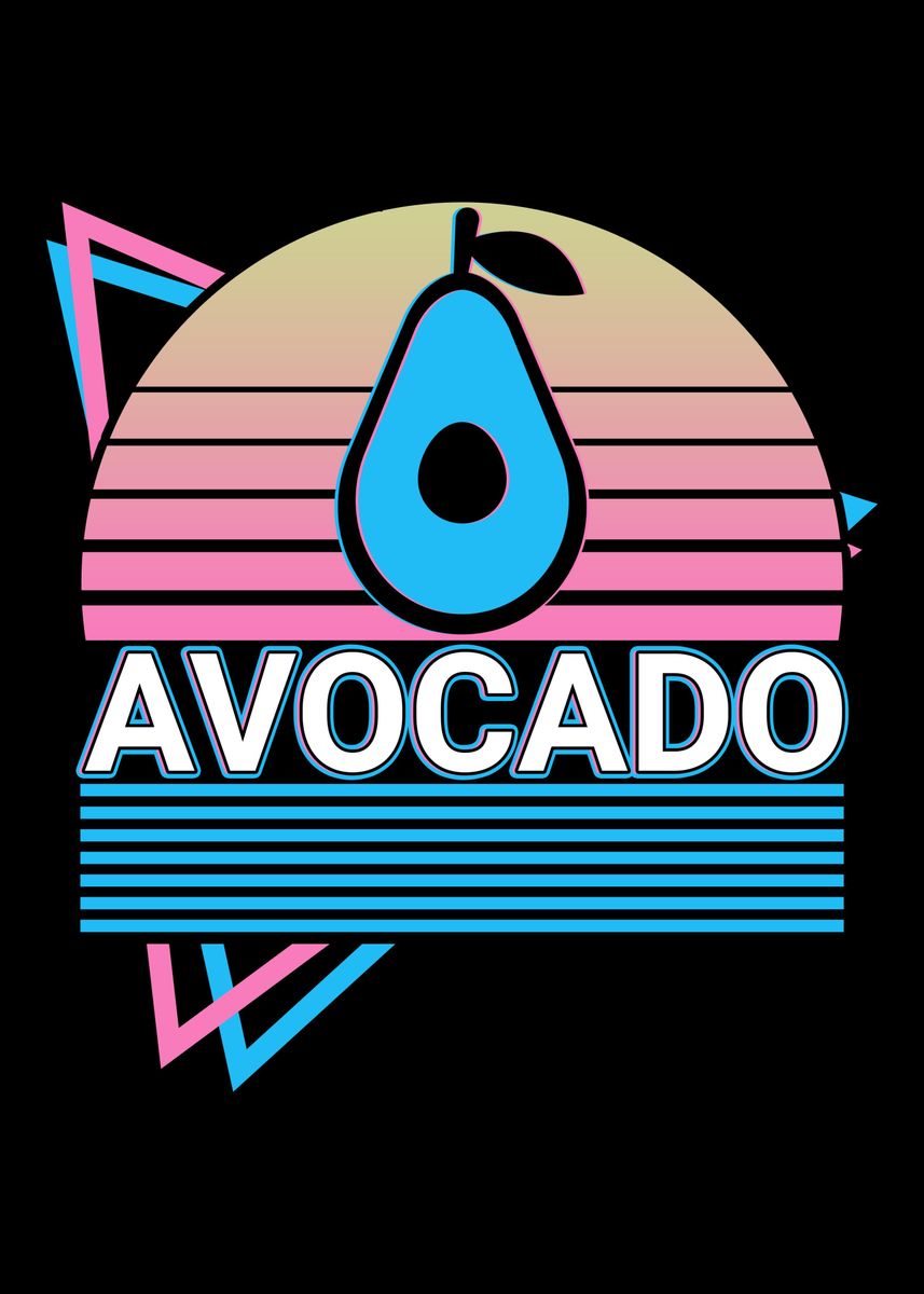 'Avocado Retro' Poster, picture, metal print, paint by AestheticAlex ...