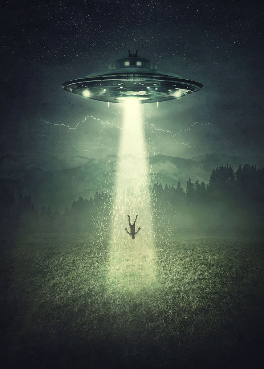 'alien spaceship abduction' Poster by PsychoShadow | Displate