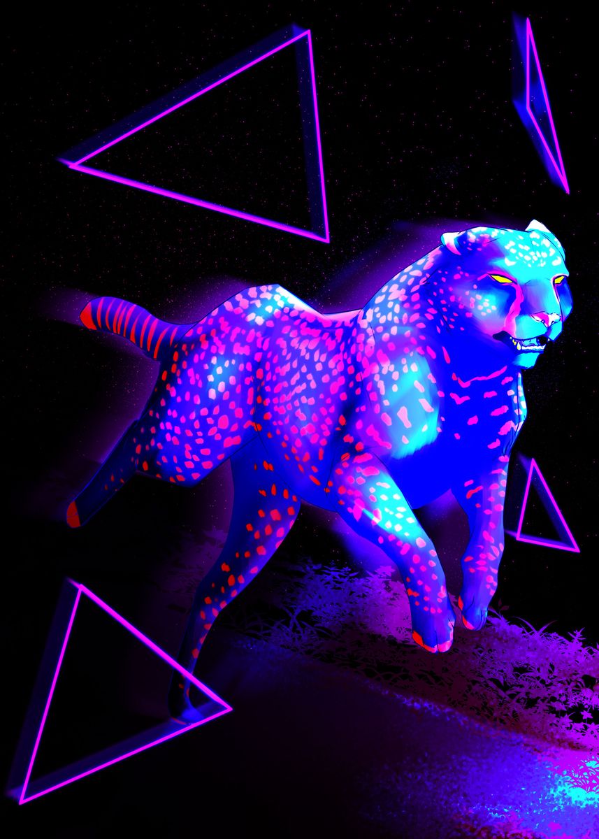 'Retro Cheetah' Poster, picture, metal print, paint by VPST | Displate