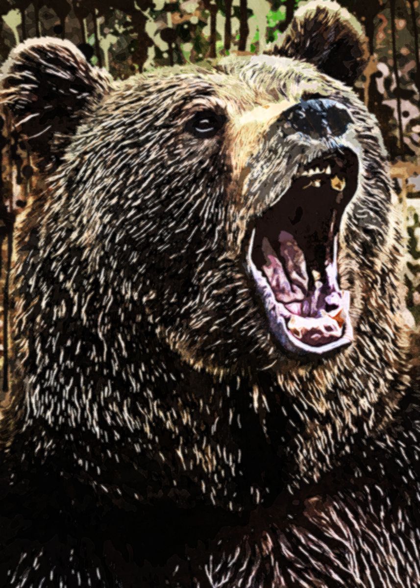 'Angry Bear' Poster, picture, metal print, paint by Ademba Boy | Displate