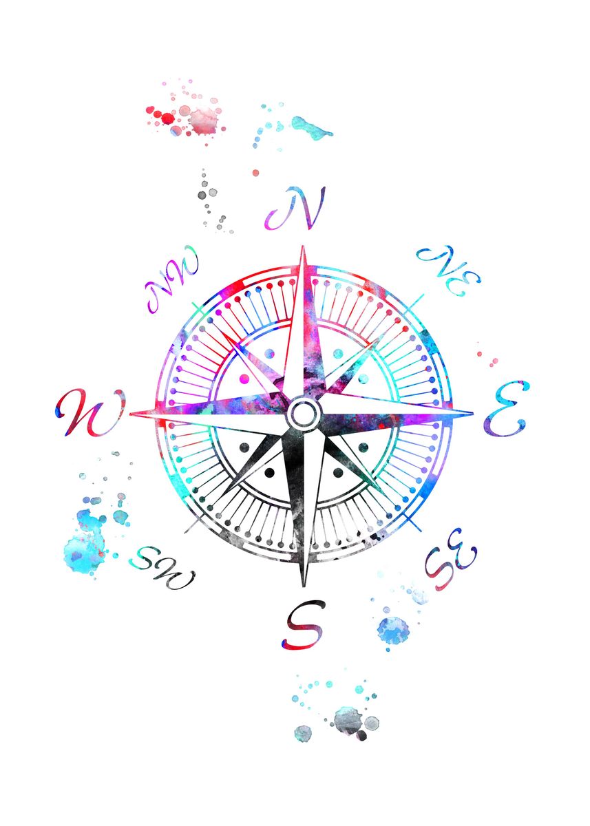 'Compass ' Poster, picture, metal print, paint by RosaliasArt | Displate