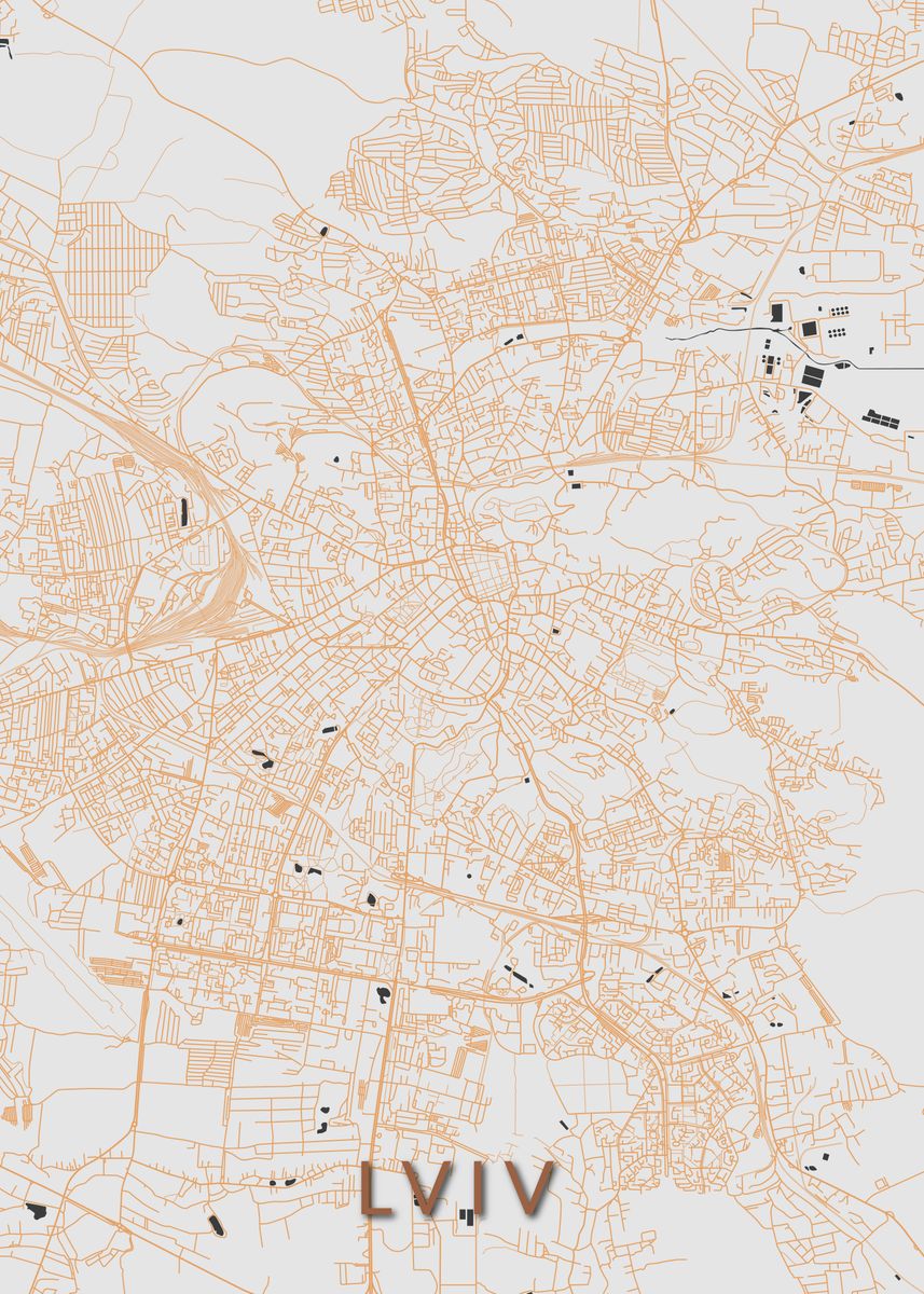 'Lviv City Map Lvov' Poster, picture, metal print, paint by dkDesign ...