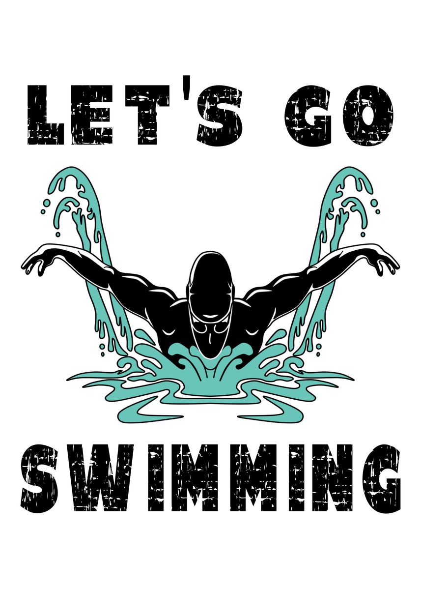 'Lets Go Swimming' Poster, picture, metal print, paint by ZS C O M M E ...