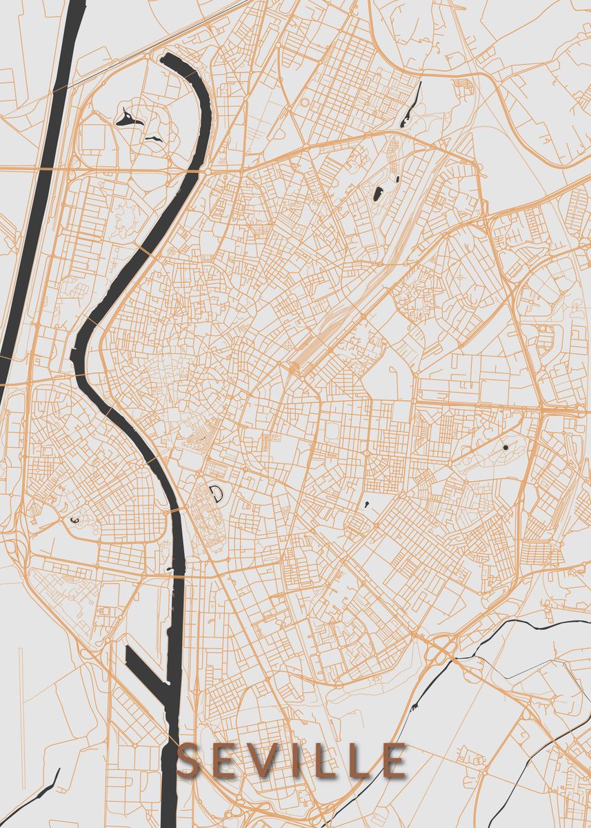 'Seville City Map' Poster by dkDesign | Displate