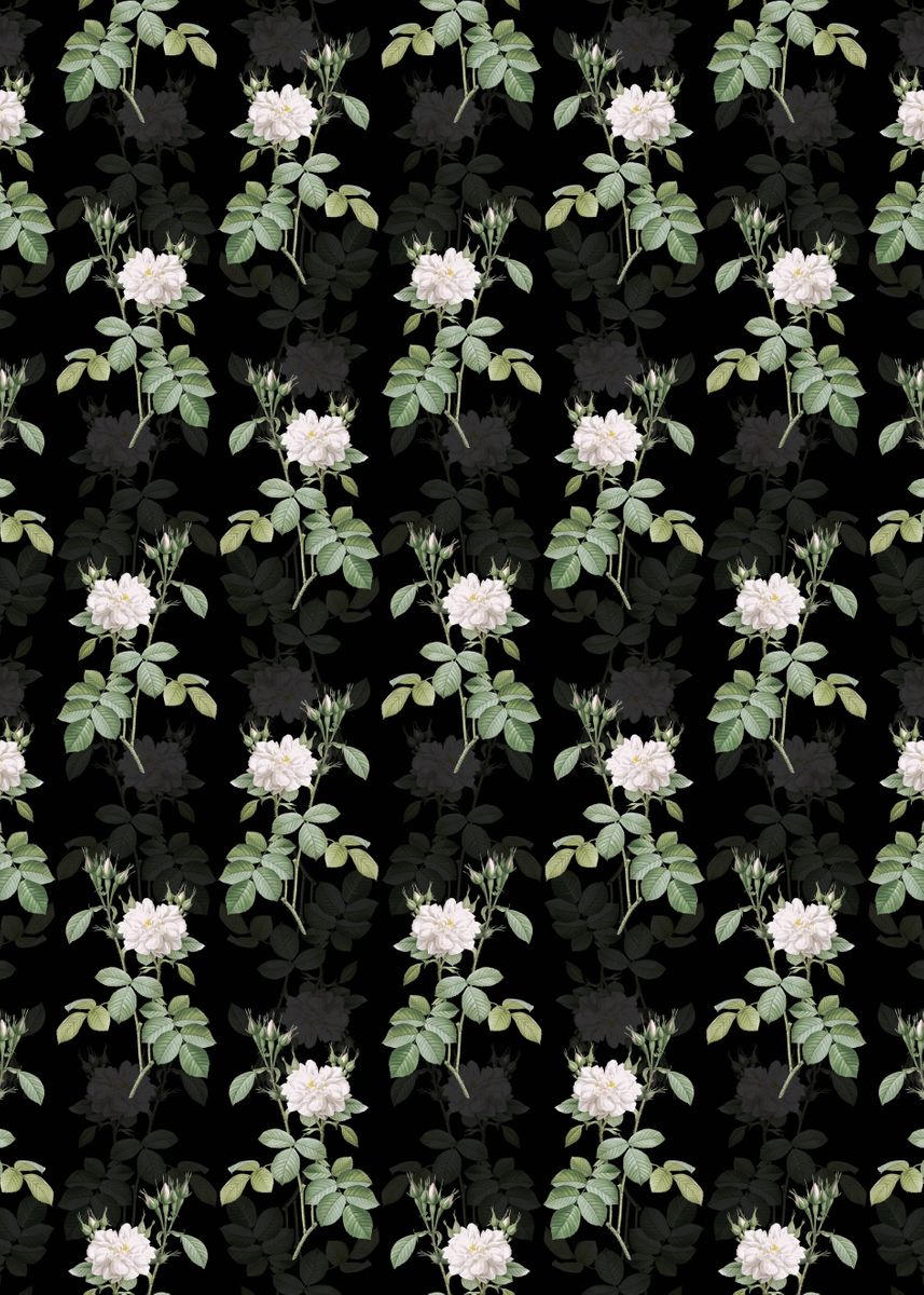 'Autumn Damask Rose Pattern' Poster, picture, metal print, paint by ...