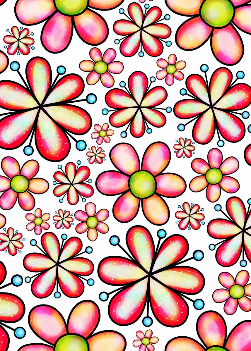 'Doodle Spring Flower 09' Poster by Aloke Design | Displate