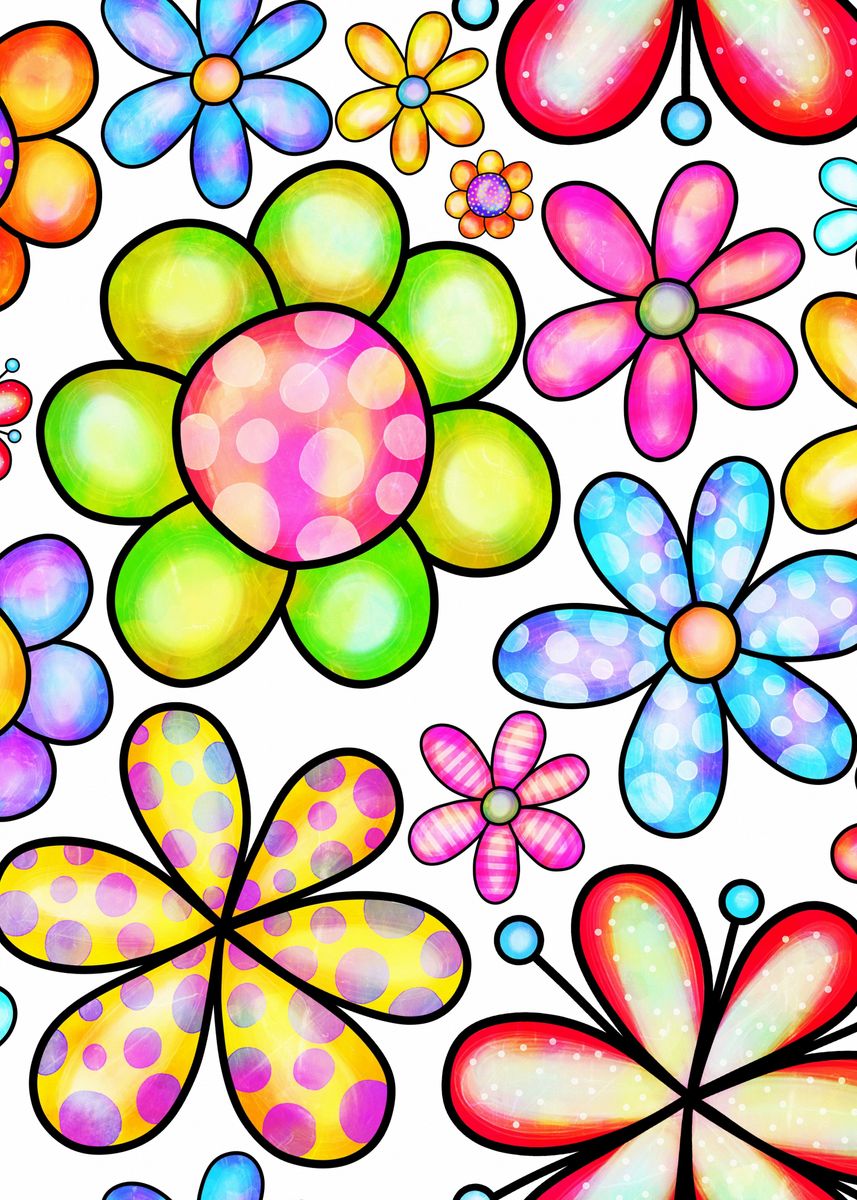 'Doodle Spring Flower 05' Poster by Aloke Design | Displate