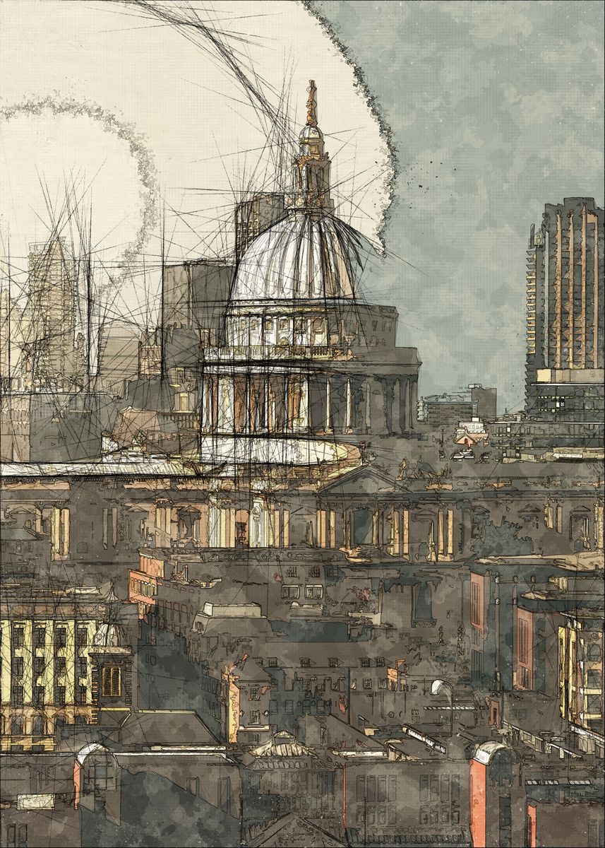 'St Pauls Cathedral' Poster, picture, metal print, paint by Enchanted ...