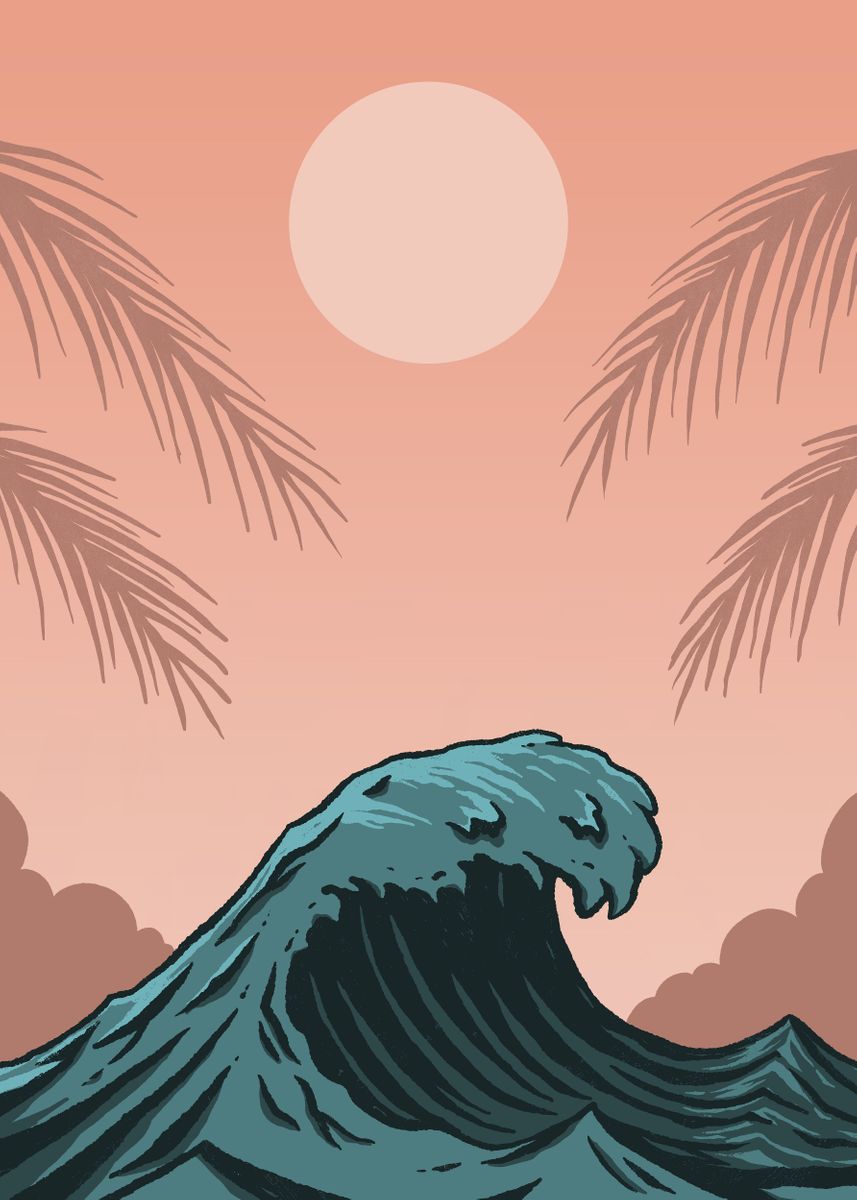 'Big Wave' Poster, picture, metal print, paint by Anette Sommerseth ...