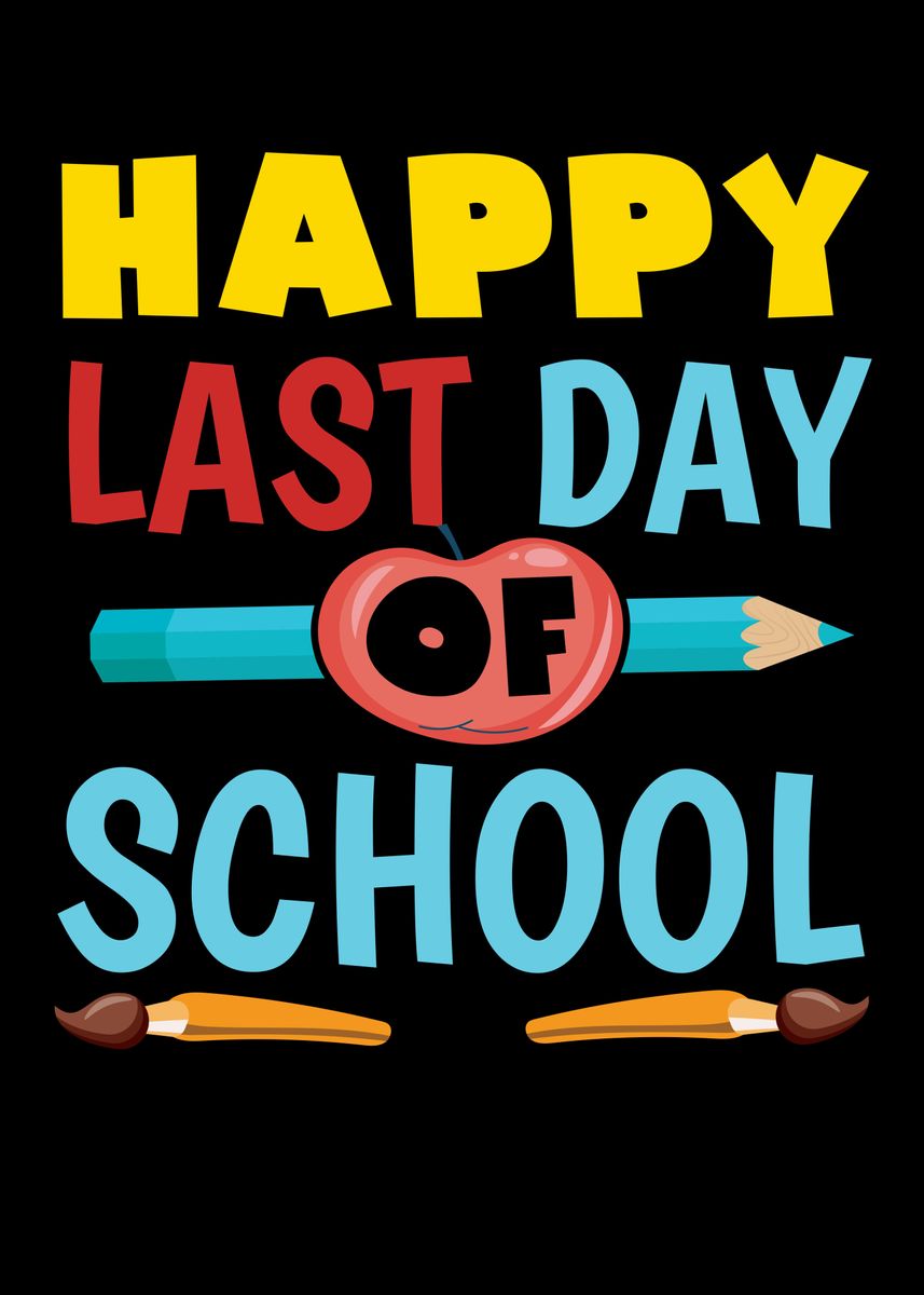 'Apple Day Of School Happy' Poster, picture, metal print, paint by ...